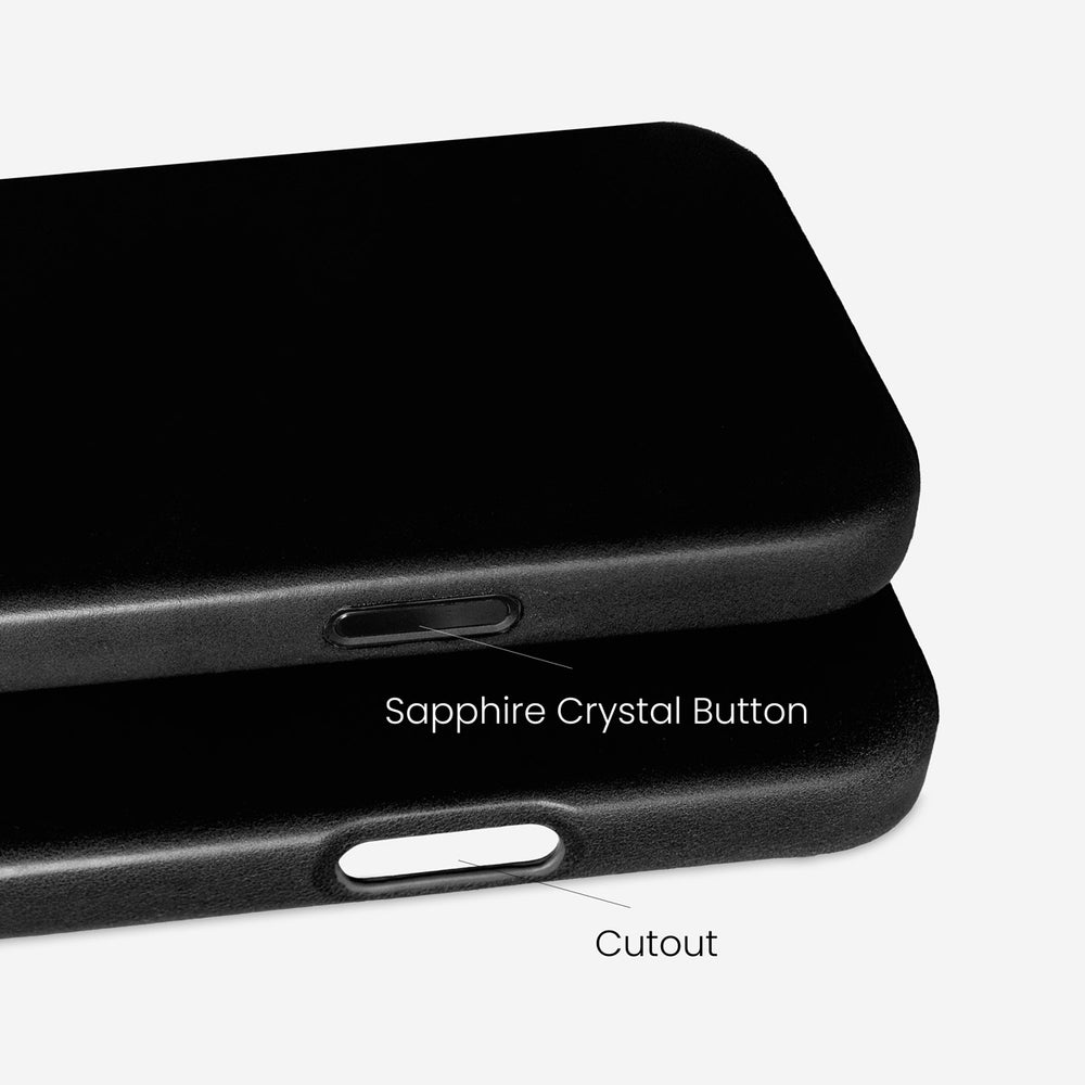 Leather iPhone 16 Pro Shell Case Metal, MagSafe - Black - RYAN London