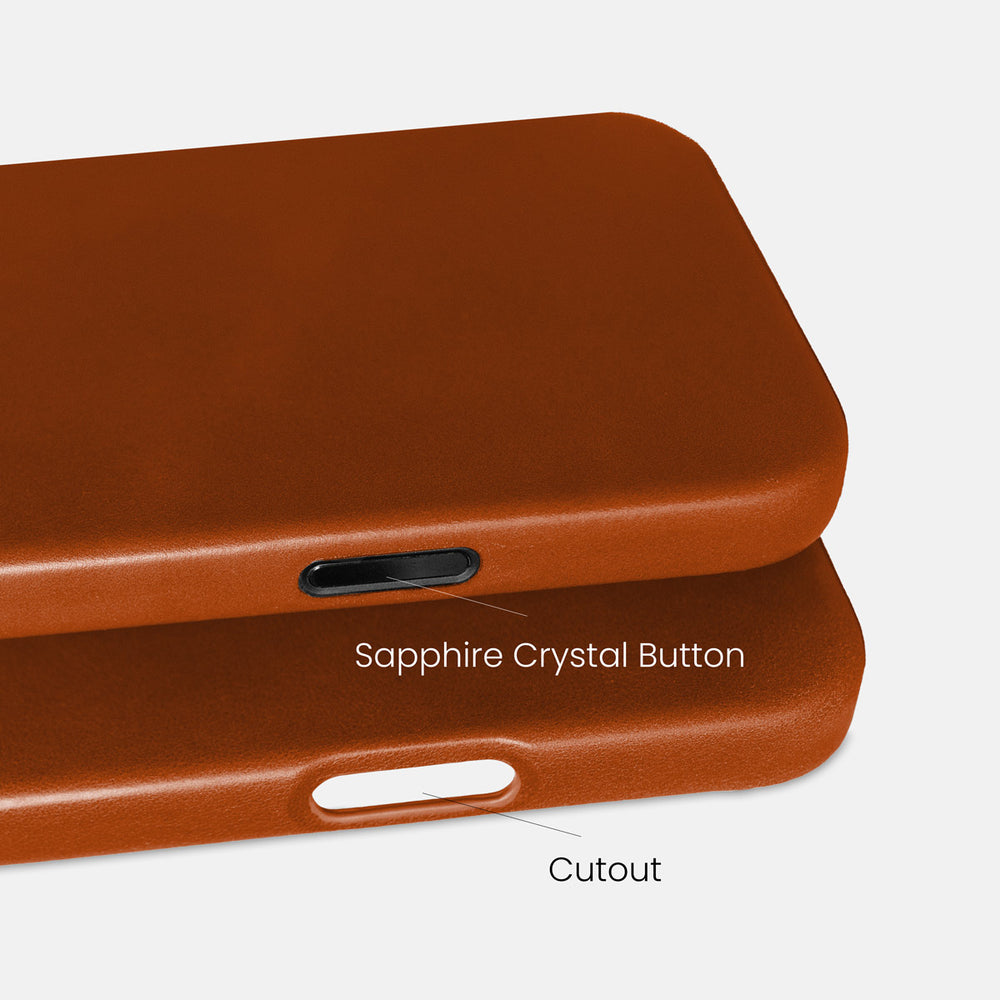 Leather iPhone 16 Pro Shell Case Metal, MagSafe - Saddle Brown - RYAN ...