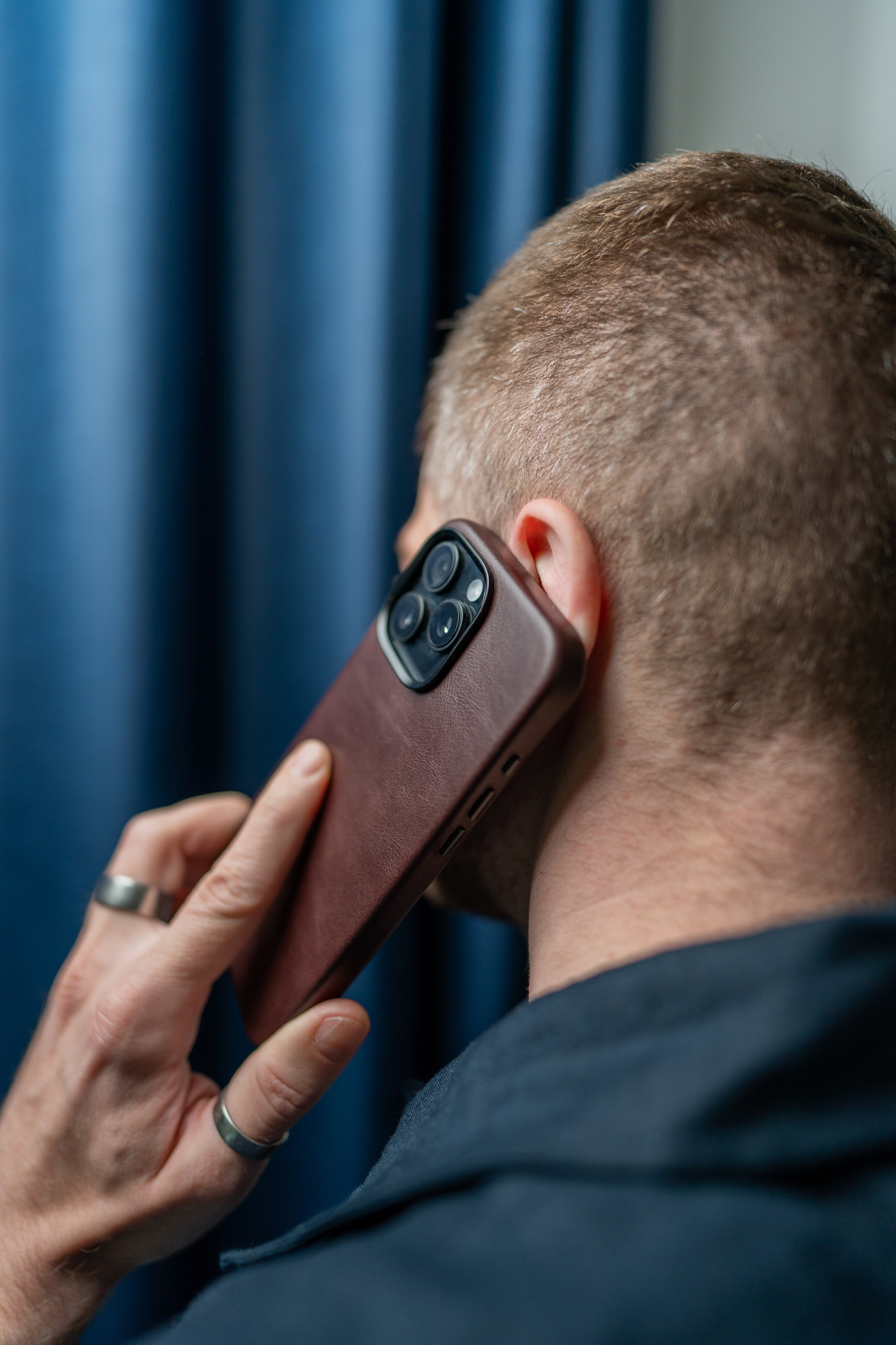 Leather iPhone 16 Pro Max Shell Case Metal, MagSafe - Dark Brown - RYAN ...