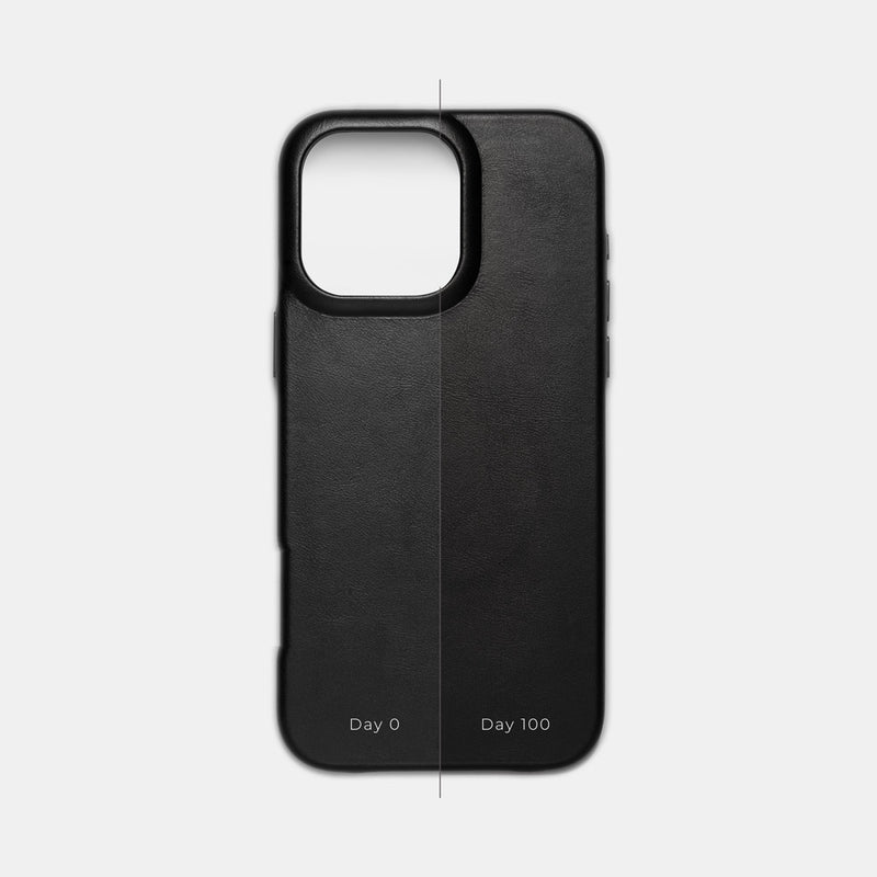 Leather iPhone 16 Pro Shell Case, MagSafe - Black - RYAN London