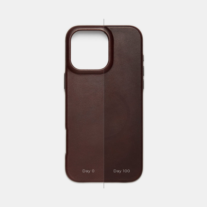 Leather iPhone 16 Pro Max Shell Case, MagSafe - Dark Brown - RYAN London