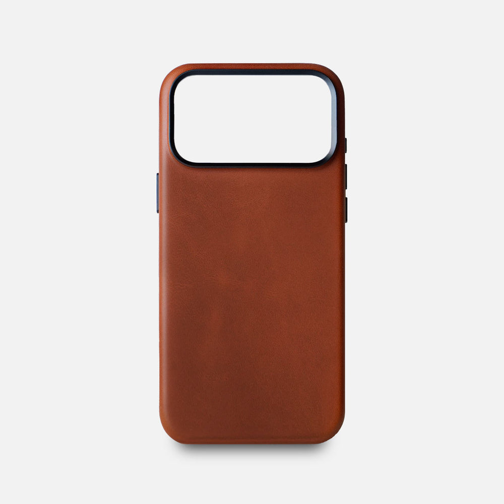Leather iPhone 17 Pro Max Shell Case Metal, MagSafe - Saddle Brown ...