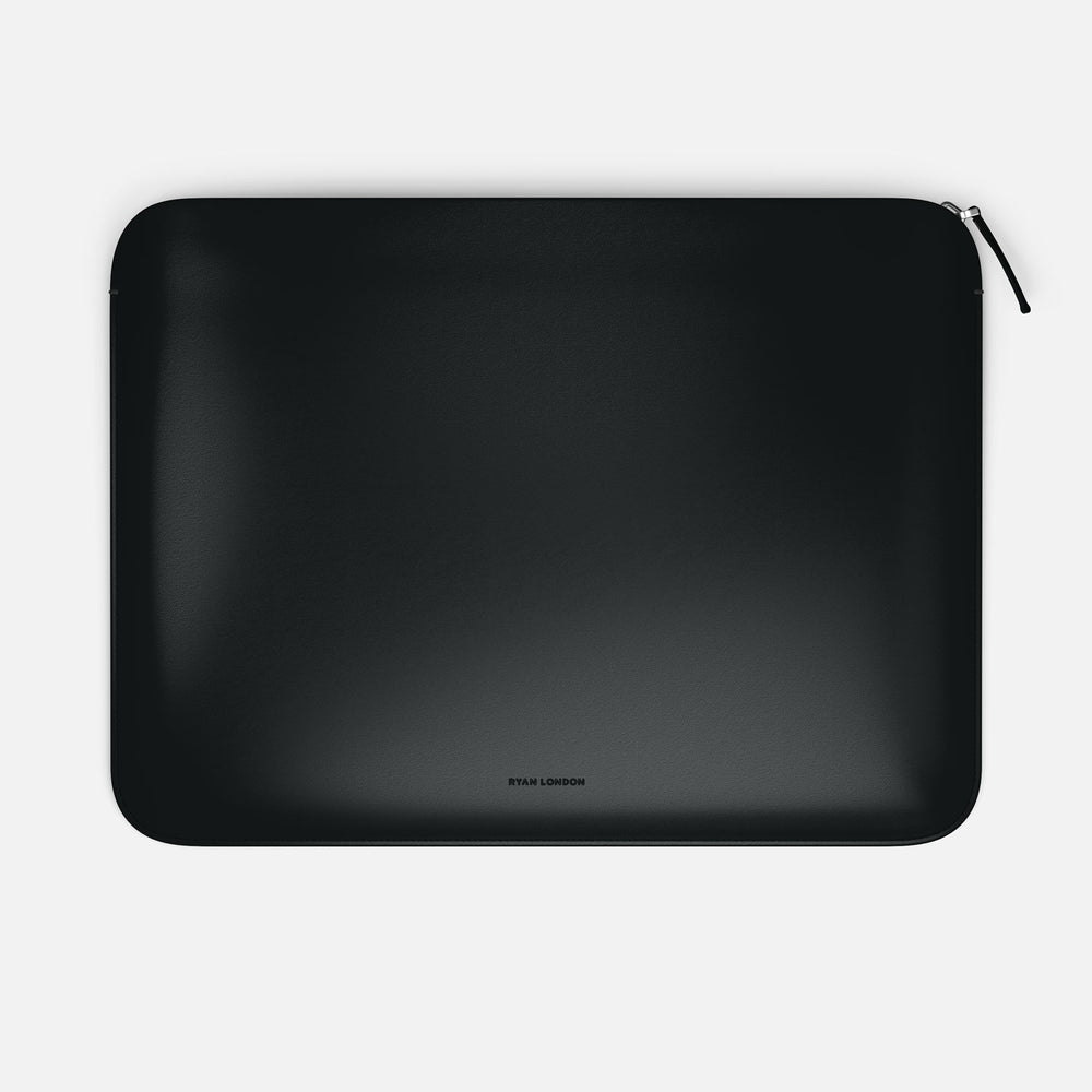 Luxury Nappa Leather MacBook Pro 14" sleeve with zip - Black - RYAN London