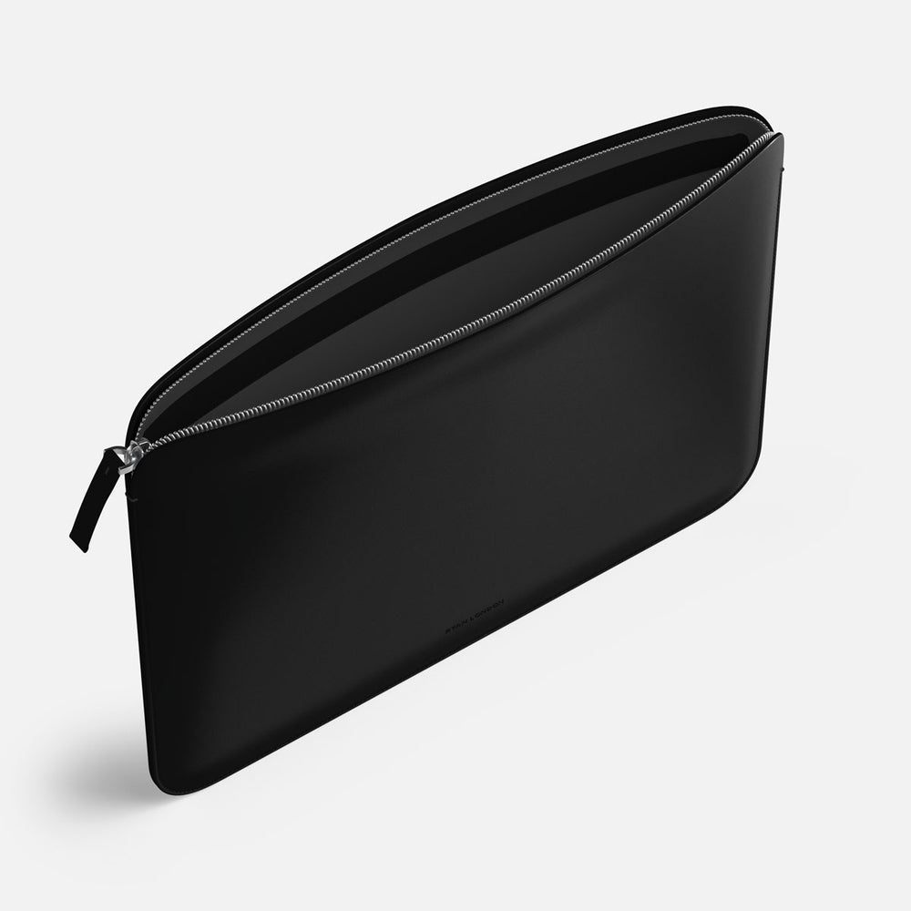 Luxury Nappa Leather MacBook Pro 14" sleeve with zip - Black - RYAN London